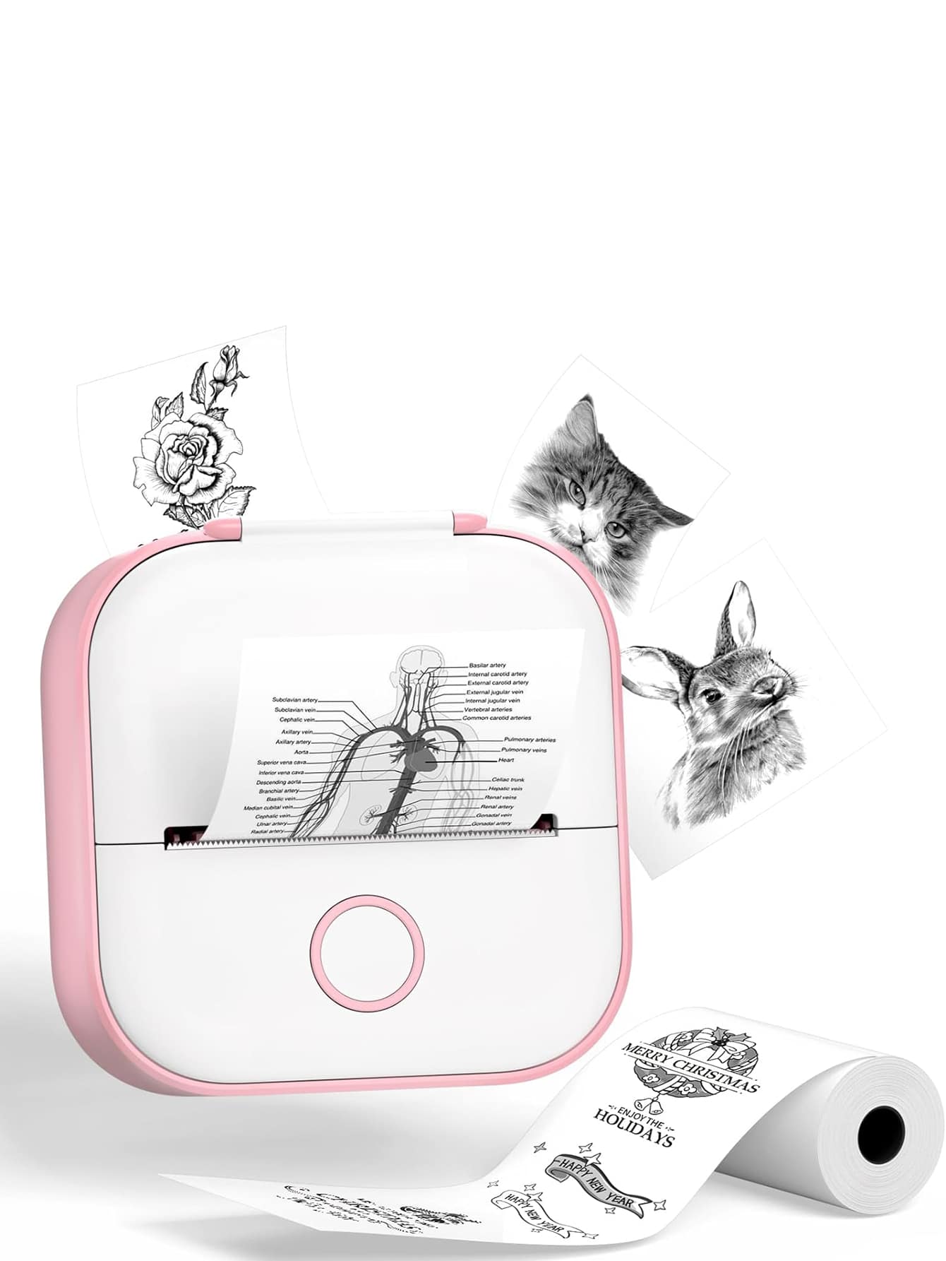 Phomemo 1 Pc T02 Portable Printer With 1 Roll Of 53mm/ 2" Sticker ...