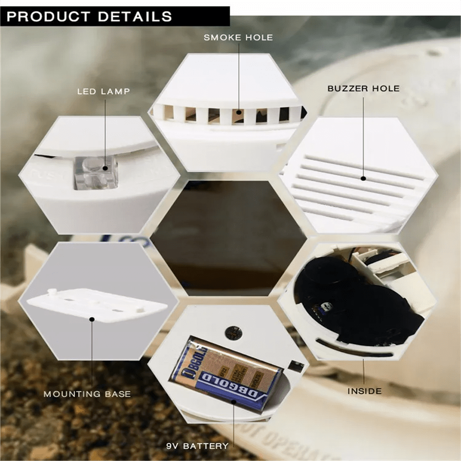 HIKE Smoke Detector Fire Alarm Sensor With Battery 9V Photoelectric ...