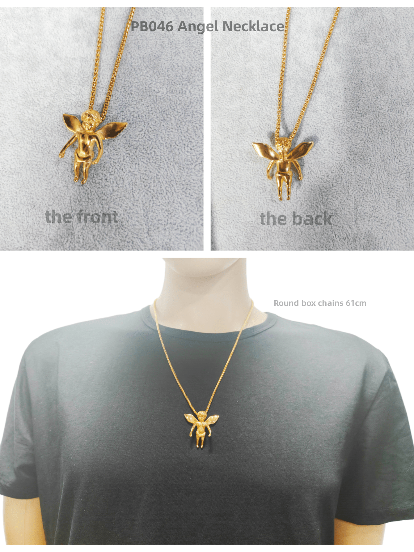 1pc Classic Style 18K Plated Stainless Steel Casting Angel Pendants ...