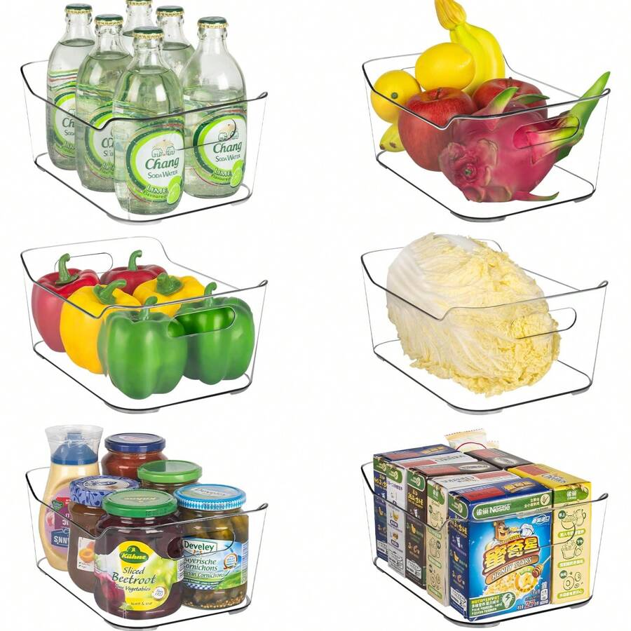 Plastic Refrigerator Organizer Bins, 6 Pack Collection Multi-Use ...