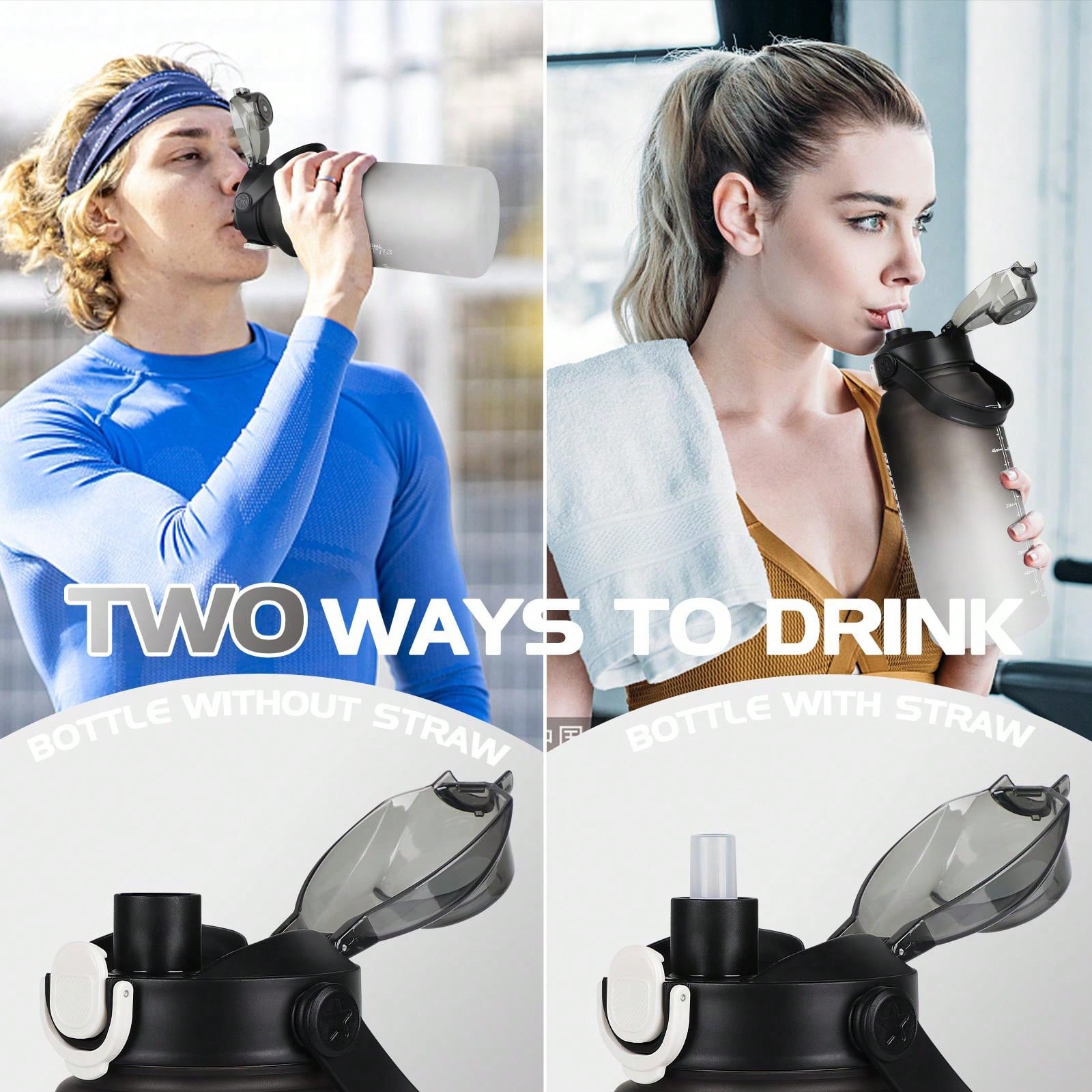 AOHAN 1PC 2L Water Bottle Large With Straw And Fruit Infuser Leak Proof ...