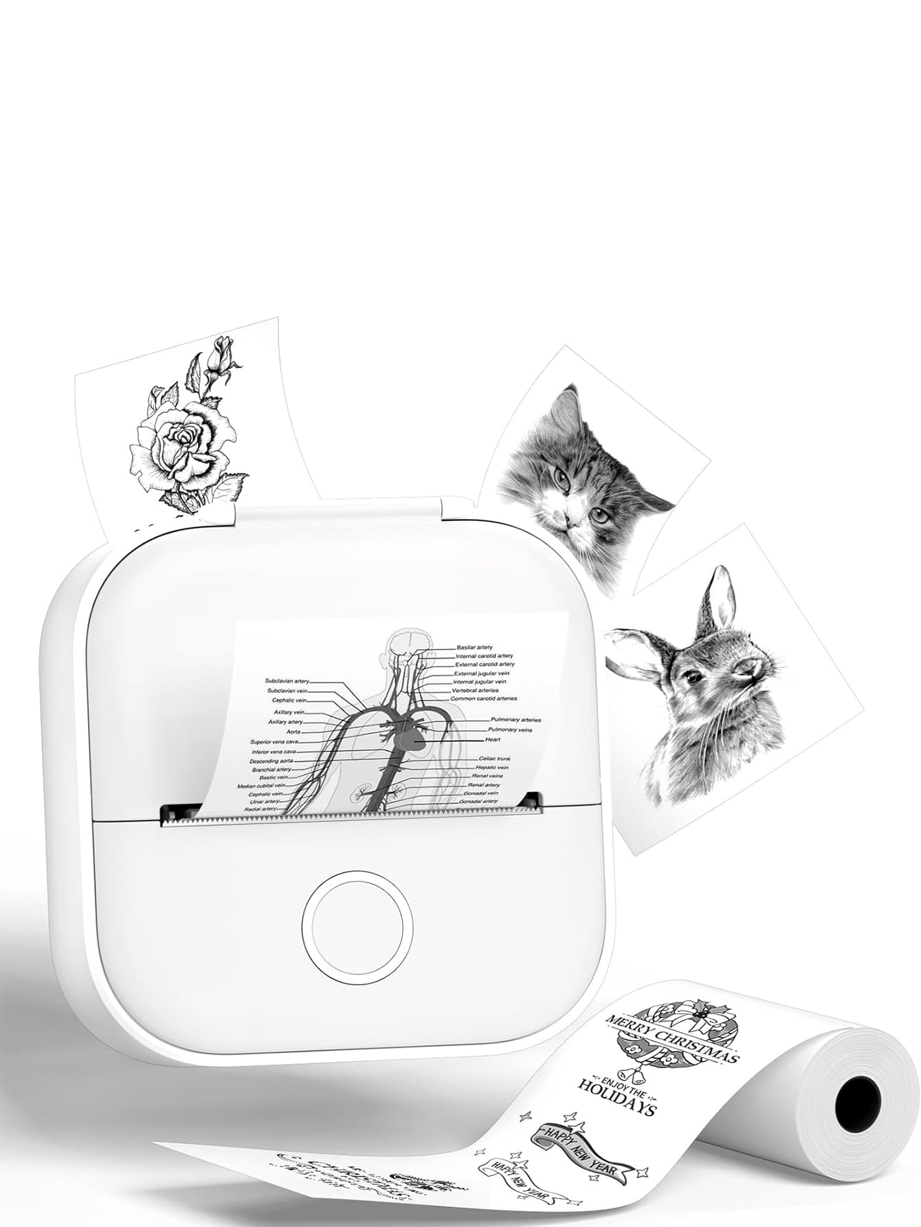 Phomemo 1 Pc T02 Portable Printer With 1 Roll Of 53mm/ 2" Sticker ...