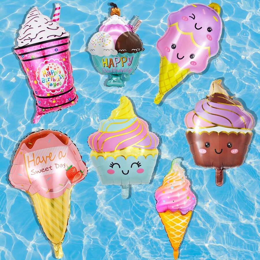 18 Pieces Ice Cream Balloons Set Different Party Balloons Ice Cream ...