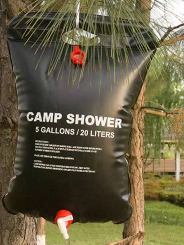 1pc 20l Outdoor Camping Shower Bag, Portable & Foldable, Black, Bathing ...