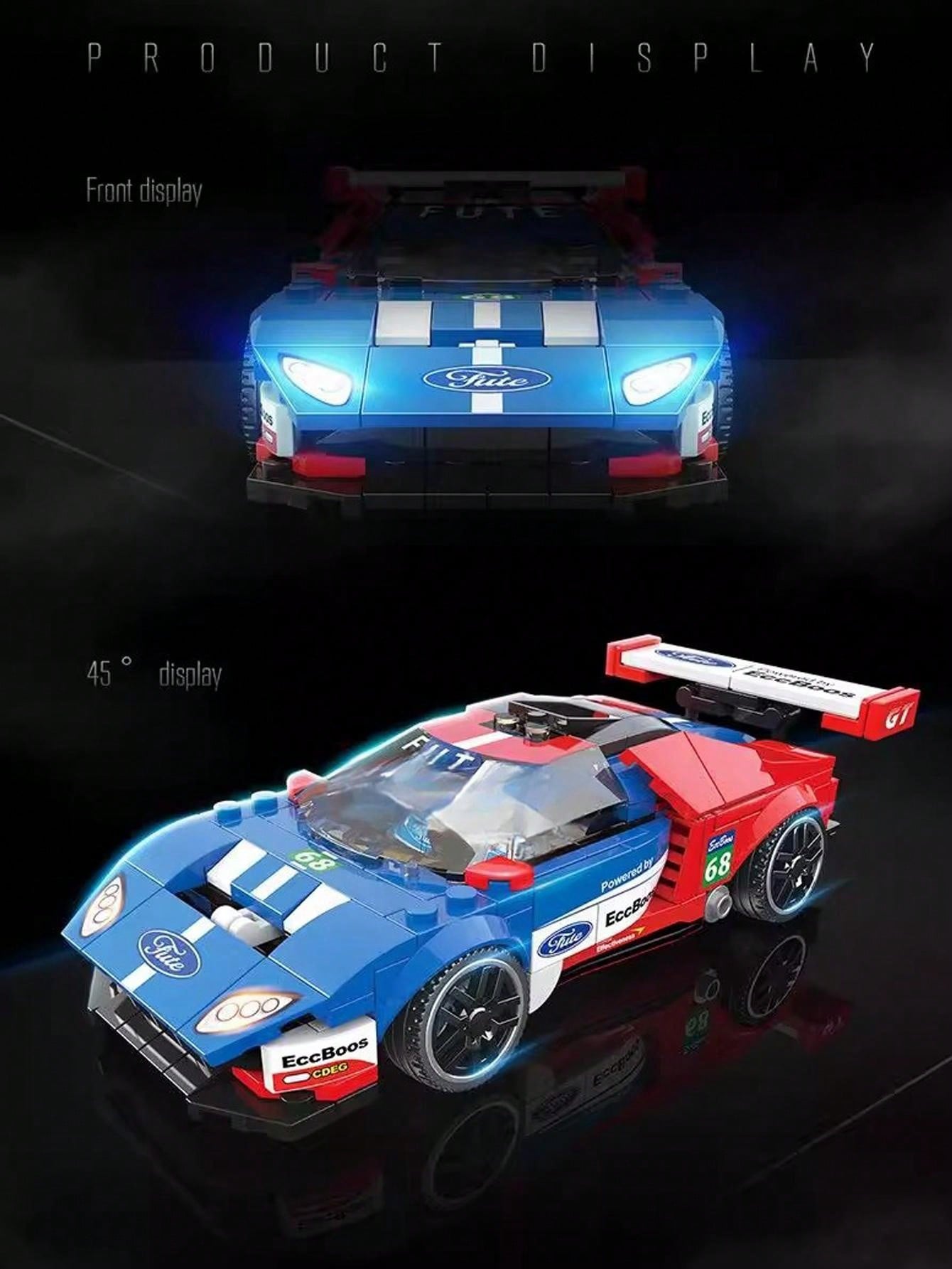 Moc Assembly Building Block Racing Car Model - Supercar 8-wheel Racing ...