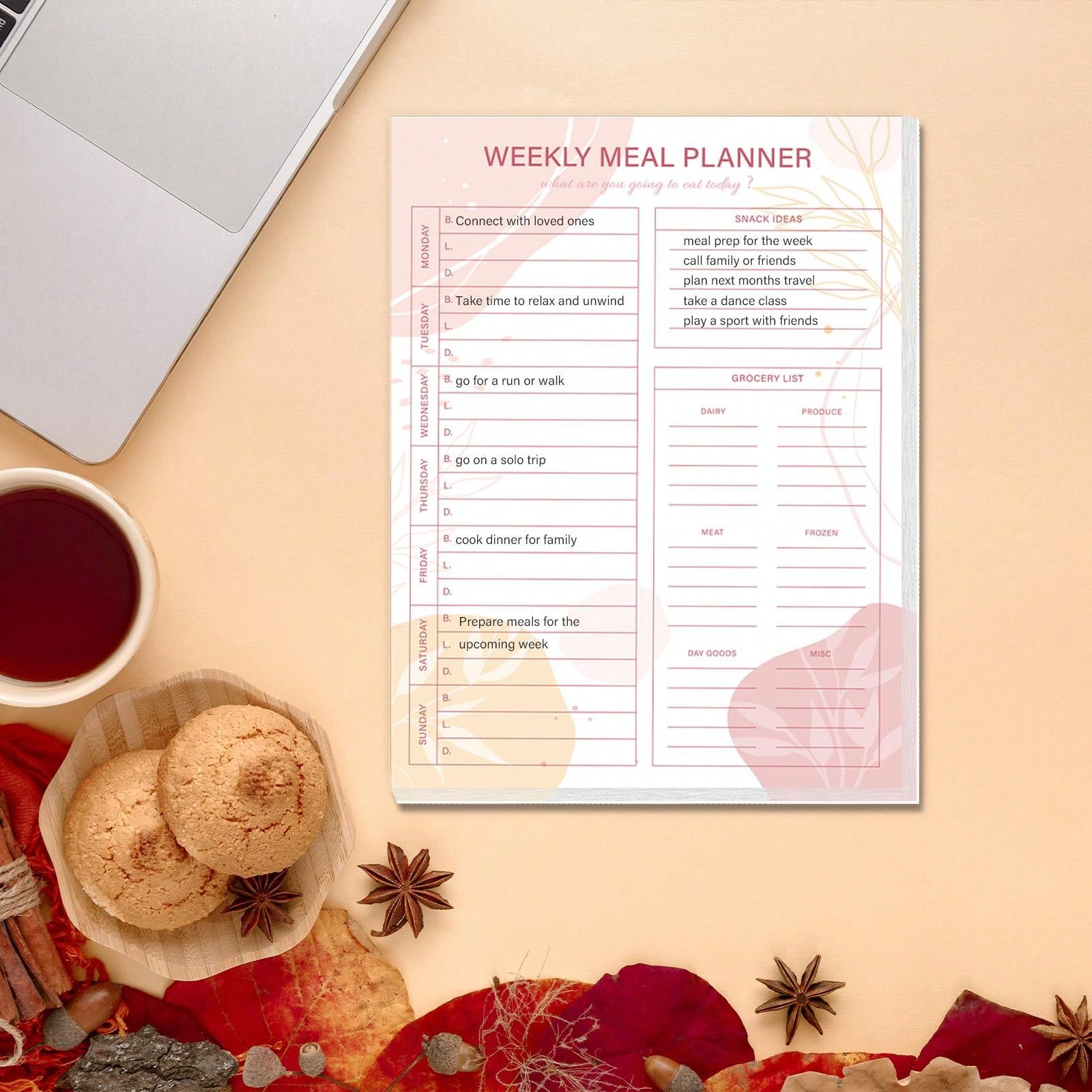 Weekly Meal Plan And Grocery List With Tear-Off Shopping List And ...