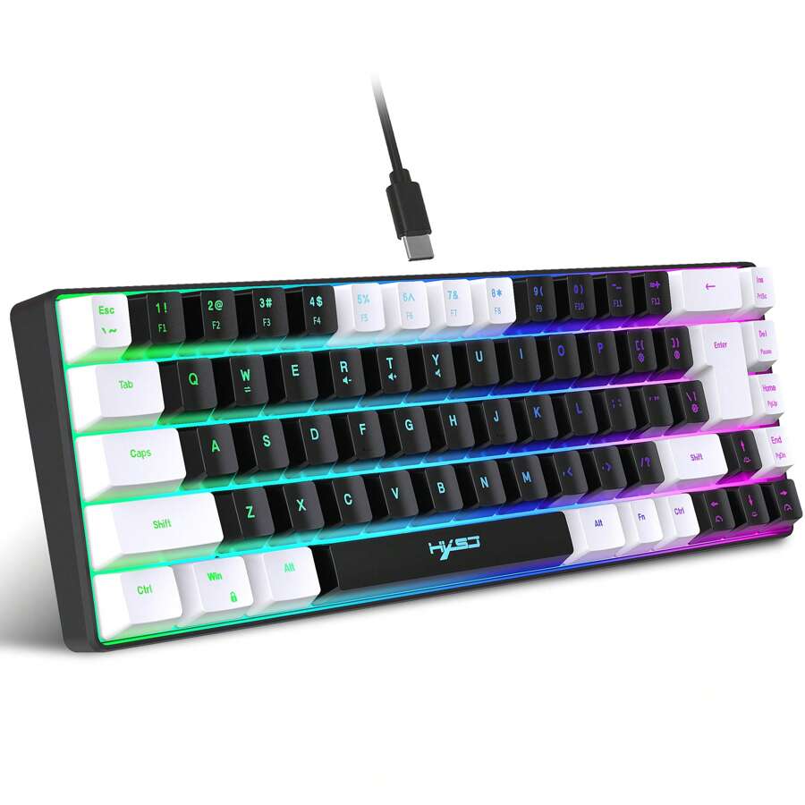 White And Black 60% Compact RGB Keyboard And Cellular Gaming Mouse ...