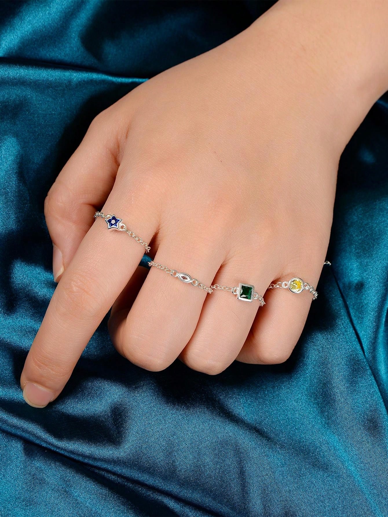 1pc Fashionable 925 Sterling Silver Chain With Multicolor Cubic ...