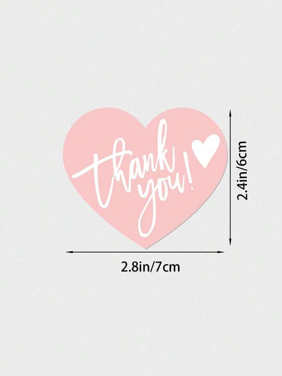 30pcs/pack Heart Shaped Pink Thank You Cards With English Greetings ...