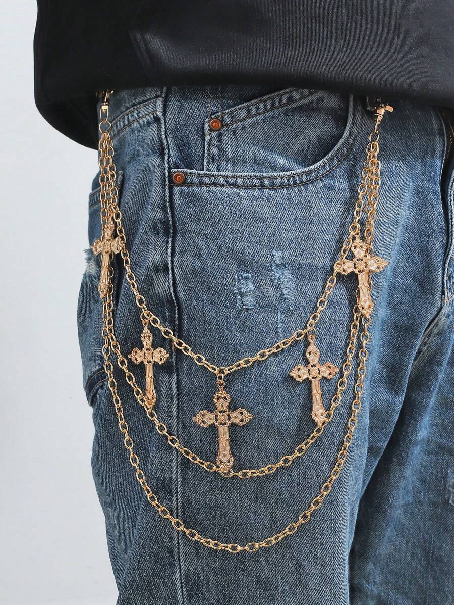 1pc Men Cross Pendant Multi-Layered Metal Fashion Accessory Hip Hop ...