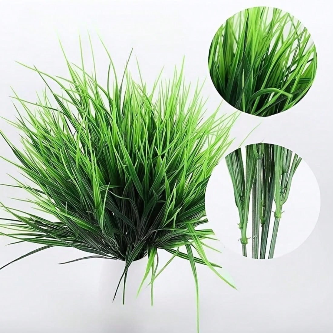 4 bunches 7-forked plastic spring grass plant wall greenery ornament ...