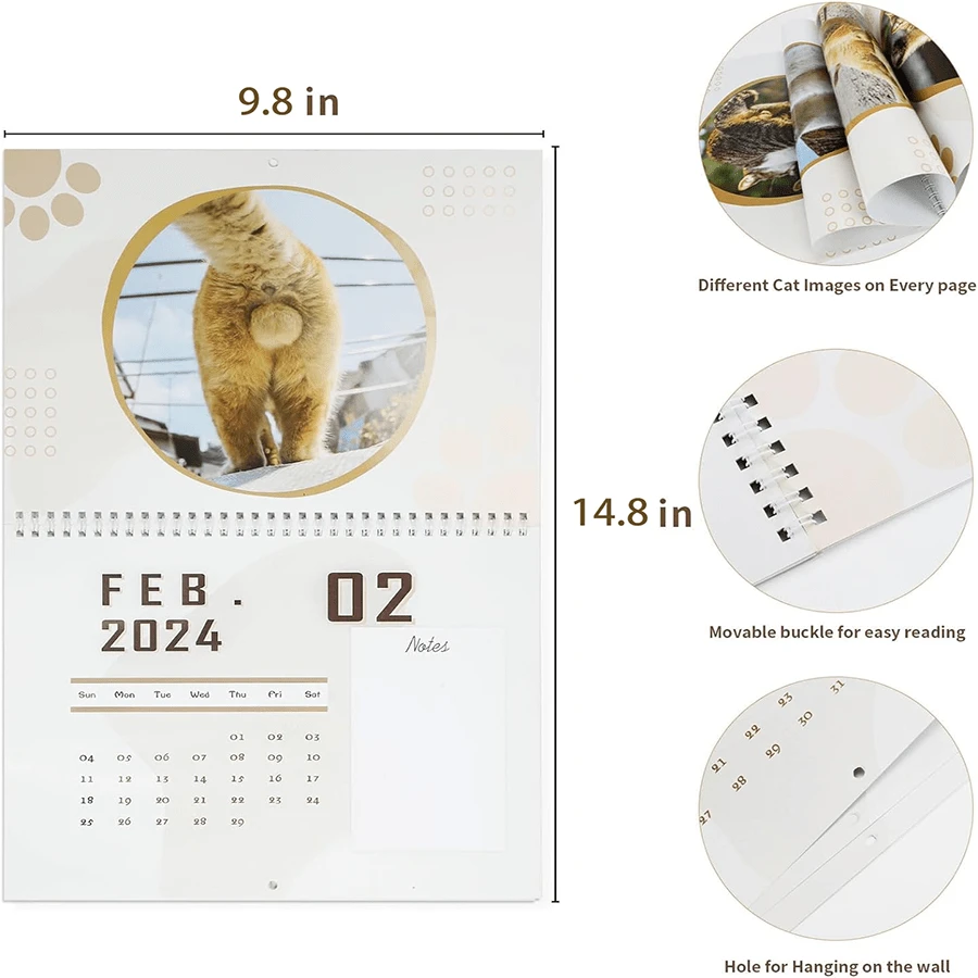 2024 Cat Meme Calendar, 12 Months From January 2024 To December 2024 ...