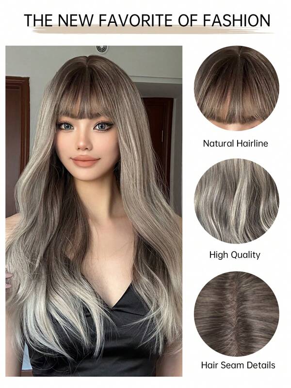 26 inch Lang Krullend haar Met froefroe , Zwart En Wit Gradient ...