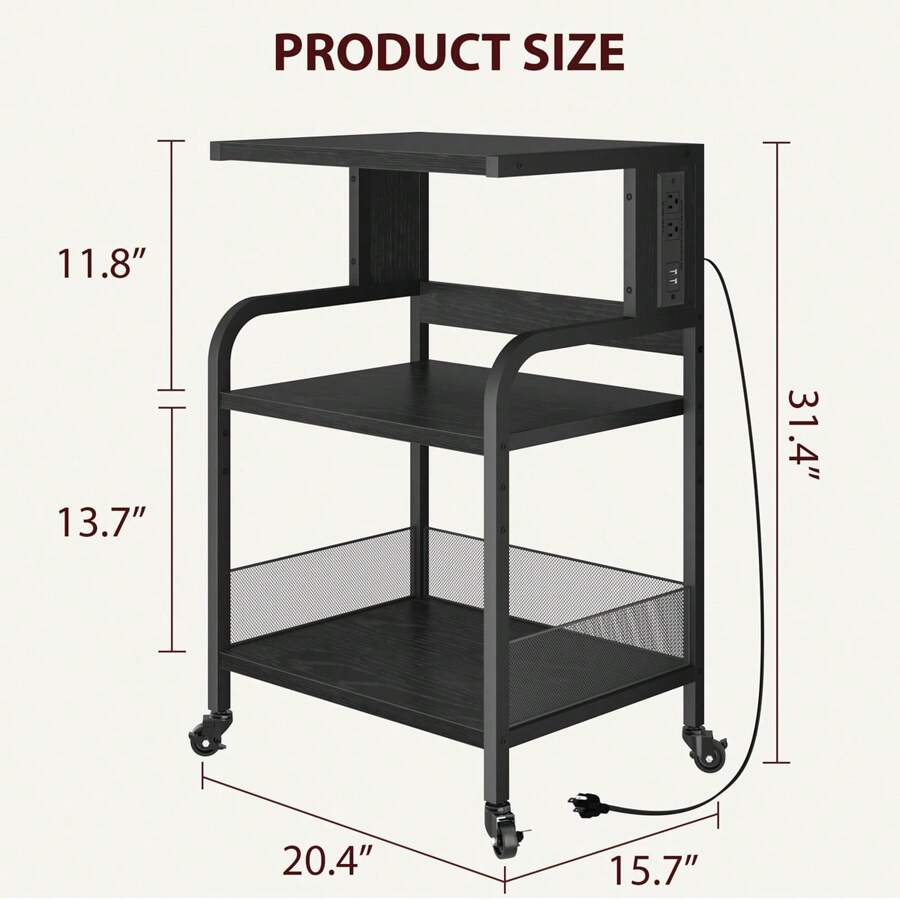Printer Stand With Storage Shelf,Printer Cart Large Printer Table With ...