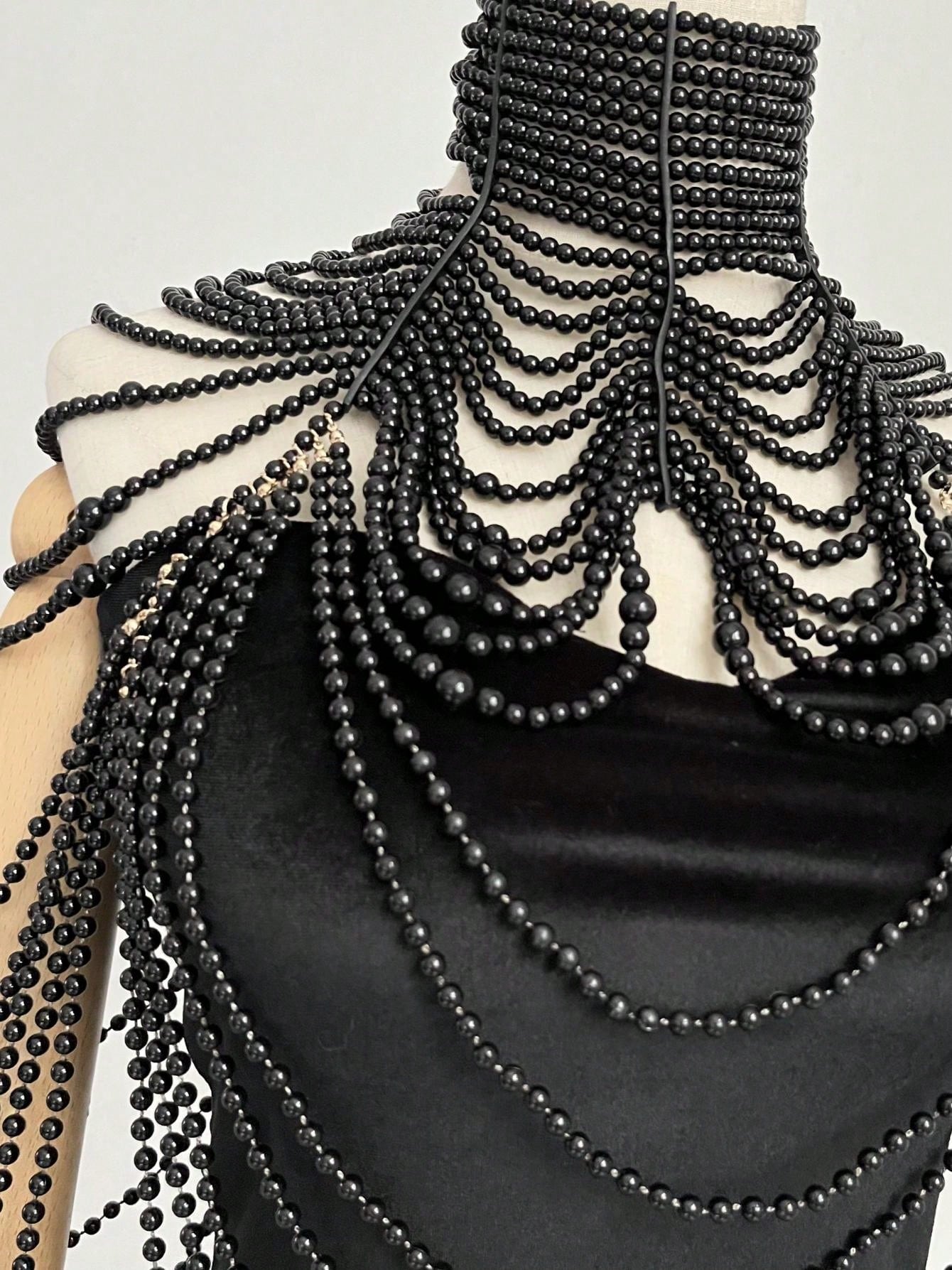 1pc Wedding Hand Knit Pearl Shawl Elegant Women'S Beaded Shoulder Chain ...