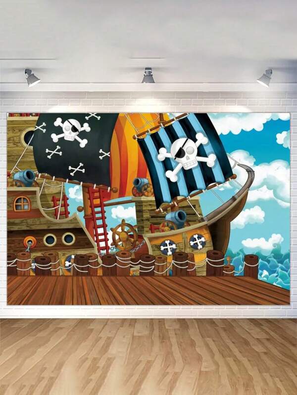 1pc Cartoon Pirate Ship Themed Birthday Party Decoration Photography ...