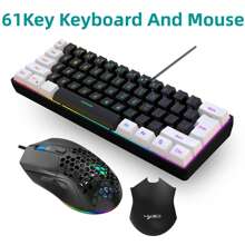Black And White 60% Compact RGB Keyboard And Cellular Gaming Mouse ...