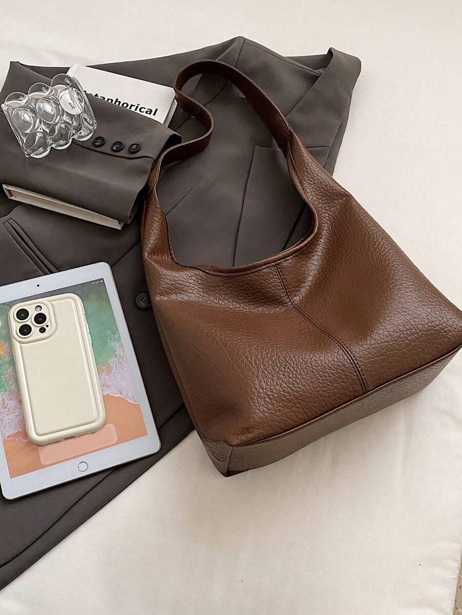 Dedoo Solid Color New PU Personality Daily Commuter Bag Simple Handbag ...