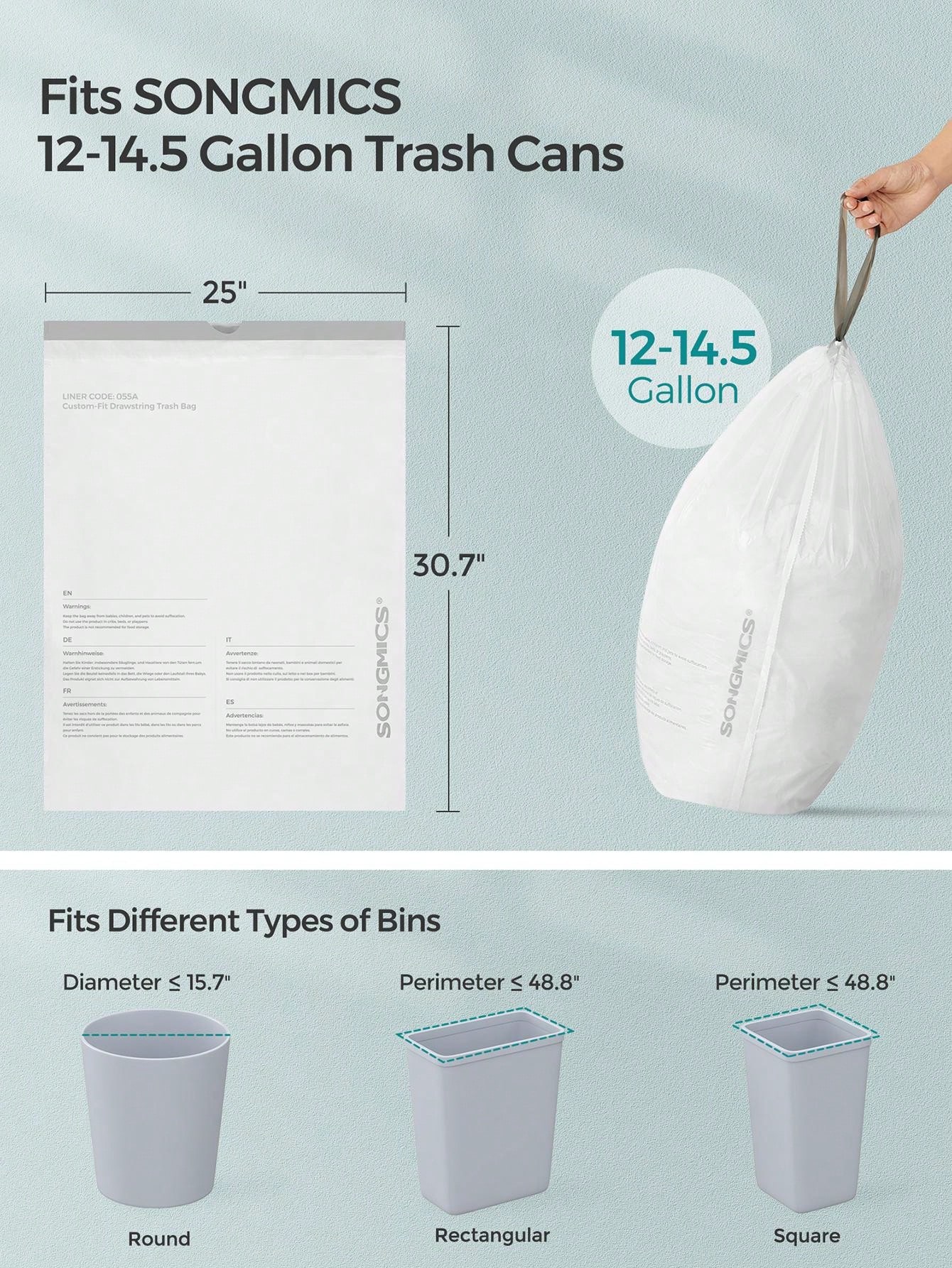 SONGMICS Kitchen Trash Can, 10.5 Gallon (40L) Garbage Can, Large Step Trash Bin with Lid ...