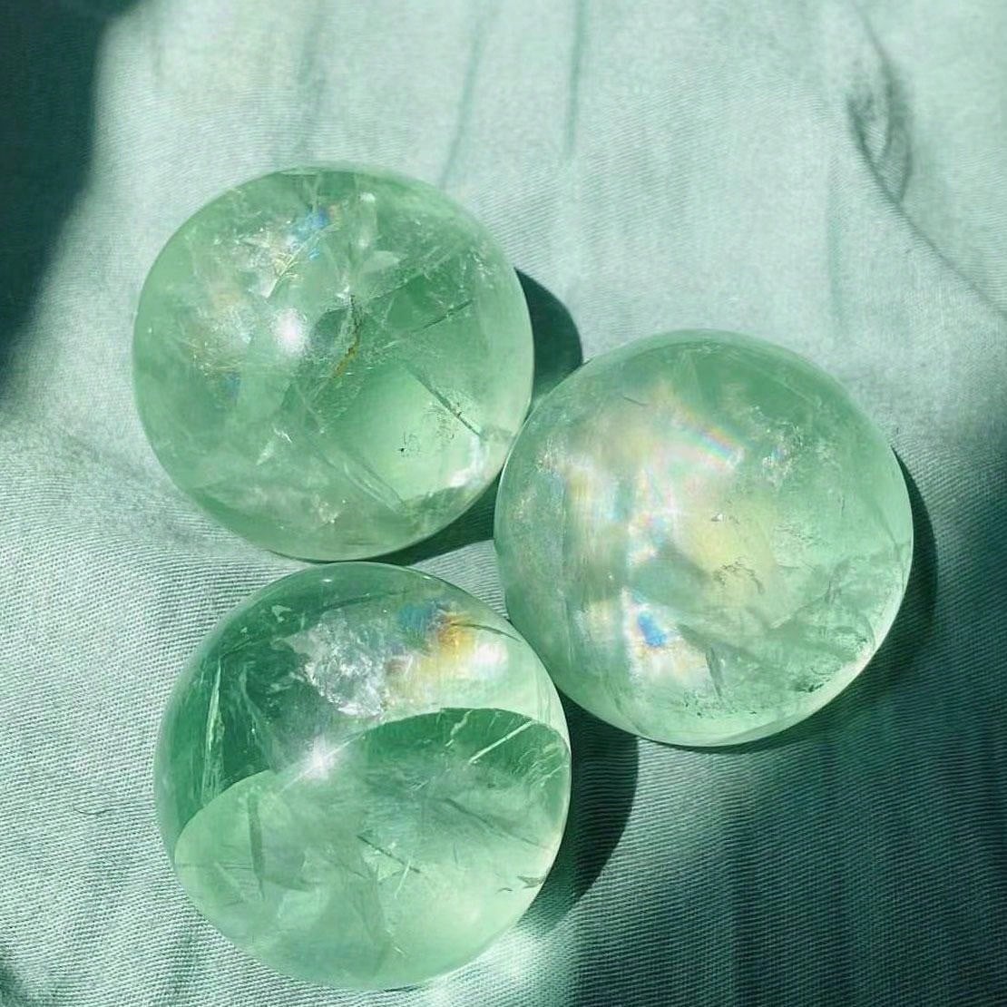 1 pc rainbow fluorite sphere, These spheres bloom like angels' wings ...