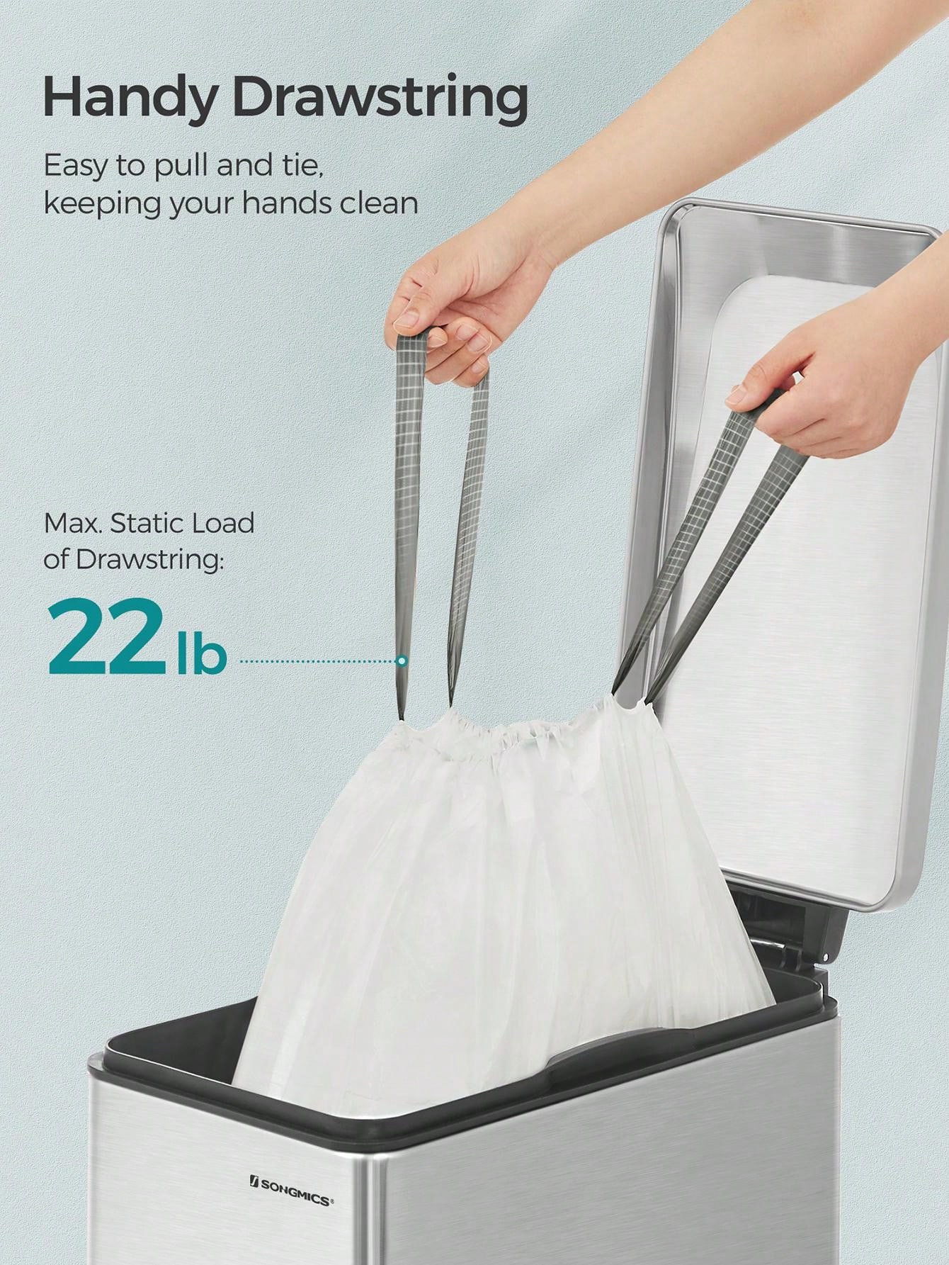 SONGMICS Kitchen Trash Can, 10.5 Gallon (40L) Garbage Can, Large Step Trash Bin with Lid ...