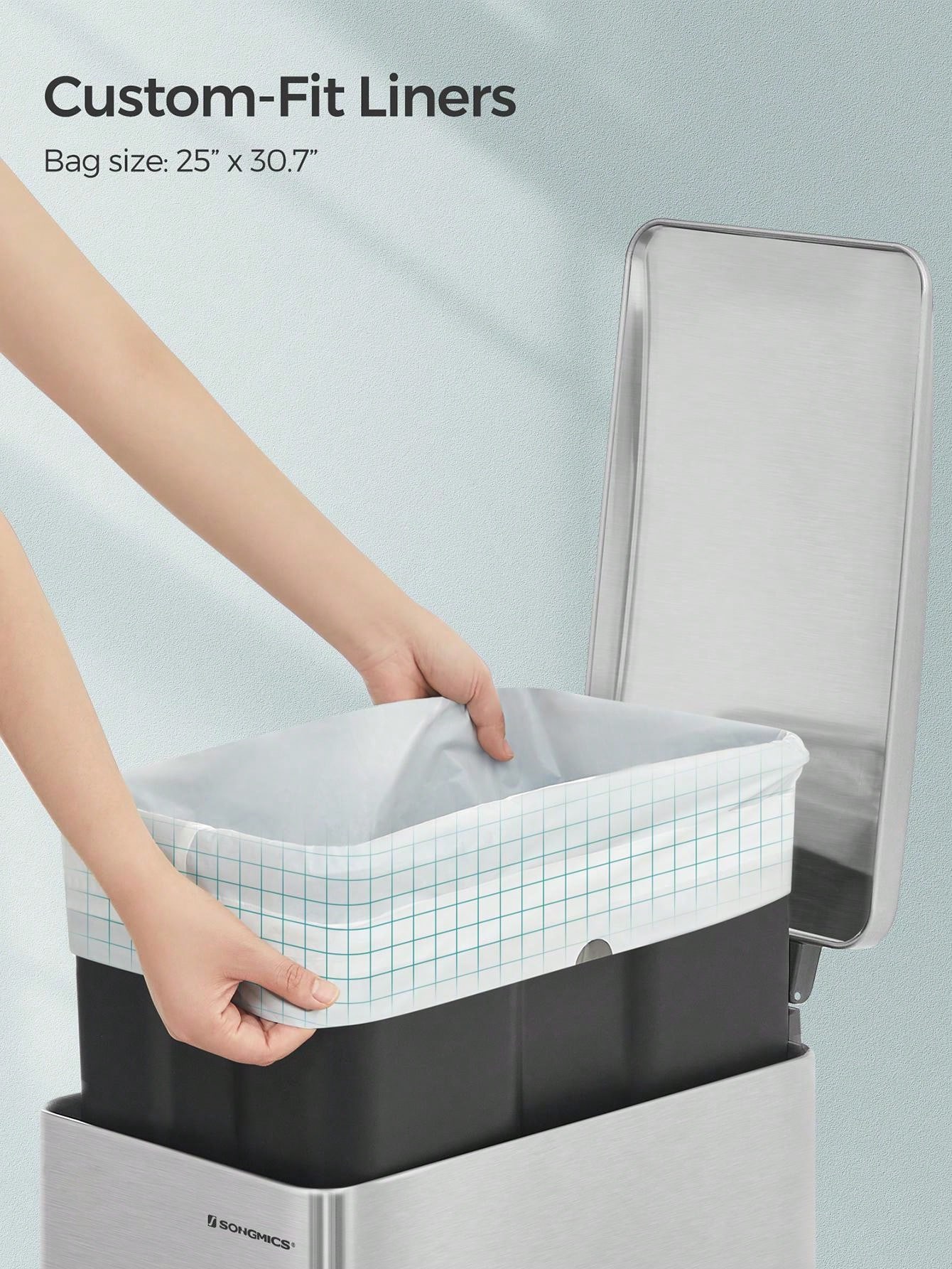 SONGMICS Kitchen Trash Can, 10.5 Gallon (40L) Garbage Can, Large Step Trash Bin with Lid ...