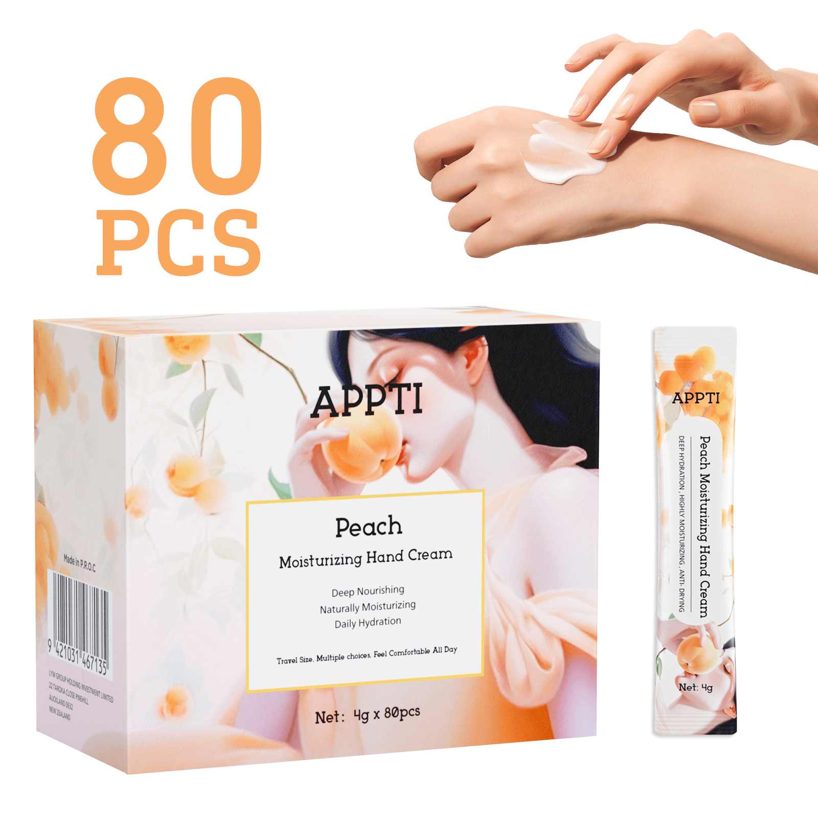 Appti Peach-Shaped Hand Cream Stick For Deep Moisturizing, Non-Greasy ...
