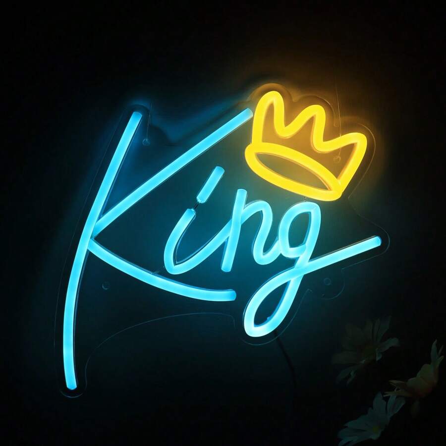 1PC Creative King With Crown LED Wall Neon Art Sign For Influencer ...
