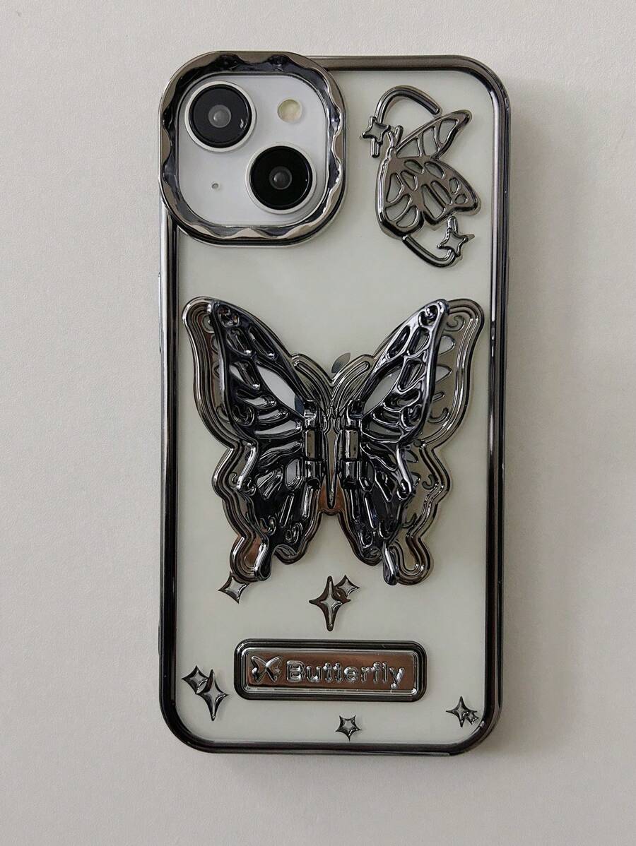 Y2k 1pc New Electroplating Spray Painting Butterfly Design ...