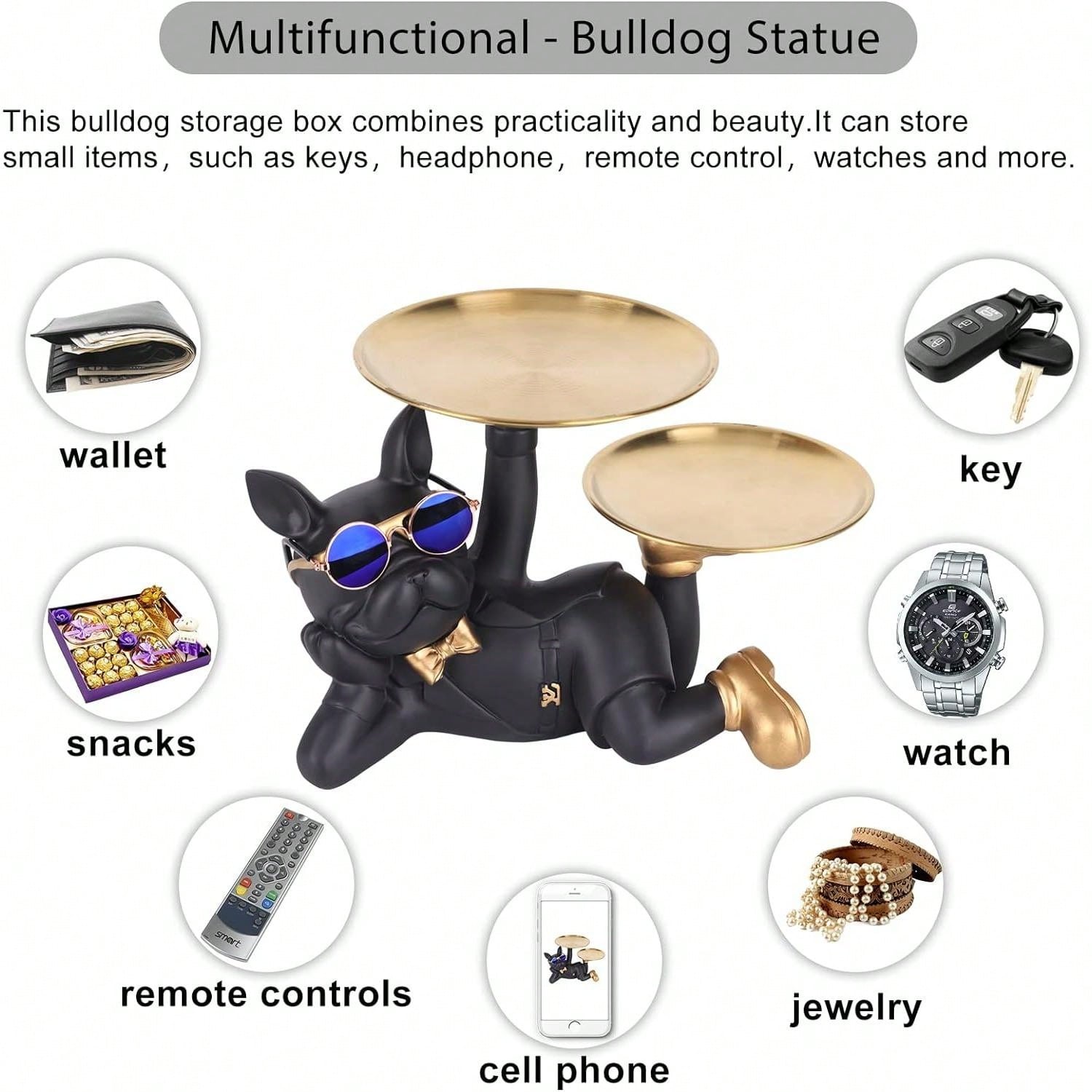 Dog Butler Statue With Tray French Bulldog Sculpture Bulldog Home Decor ...