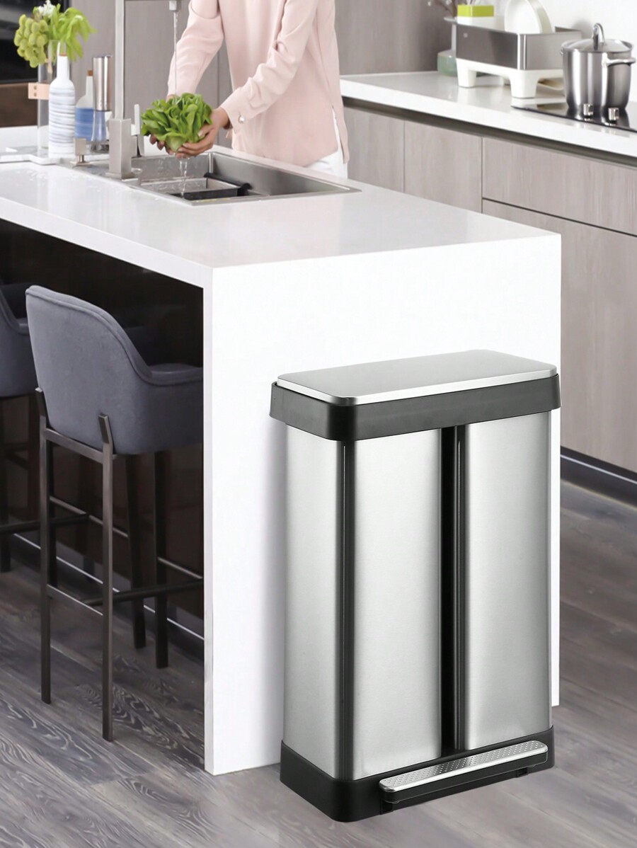 16 Gallon Trash Can, Fingerprint Proof Stainless Steel Kitchen Garbage ...