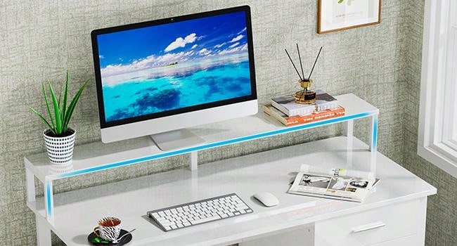 Tribesigns 47 Inches Computer Desk with 2 Drawers, Modern Writing Desk ...