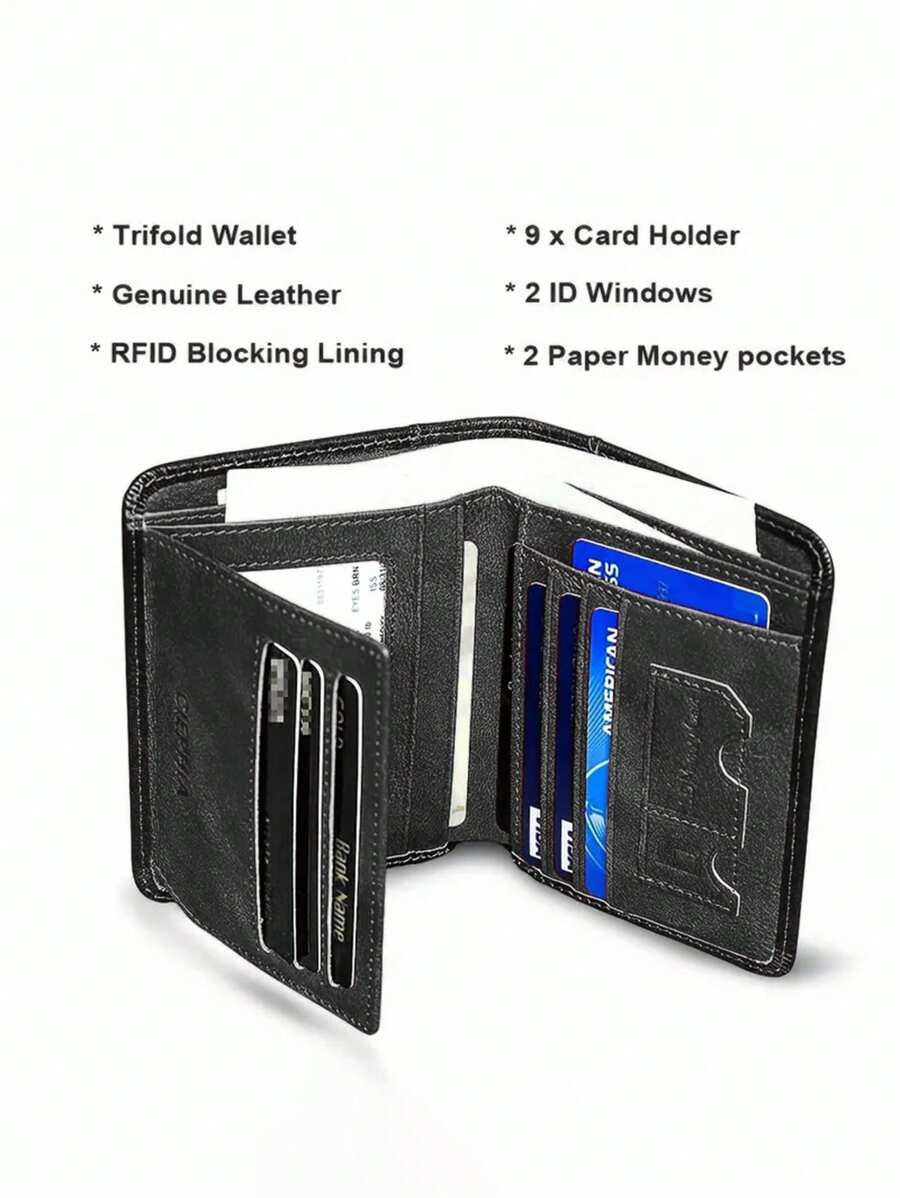 Leather Rfid Wallets For Men Vintage Thin Short Multi Function ID ...