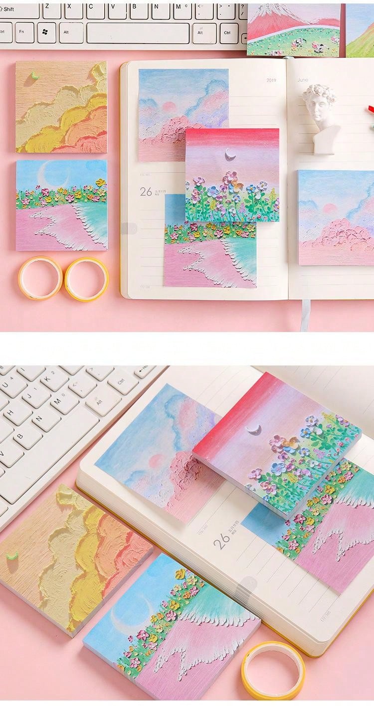 A Landscape Oil Painting Sticky Notes Removable Pad With Sticky Message ...