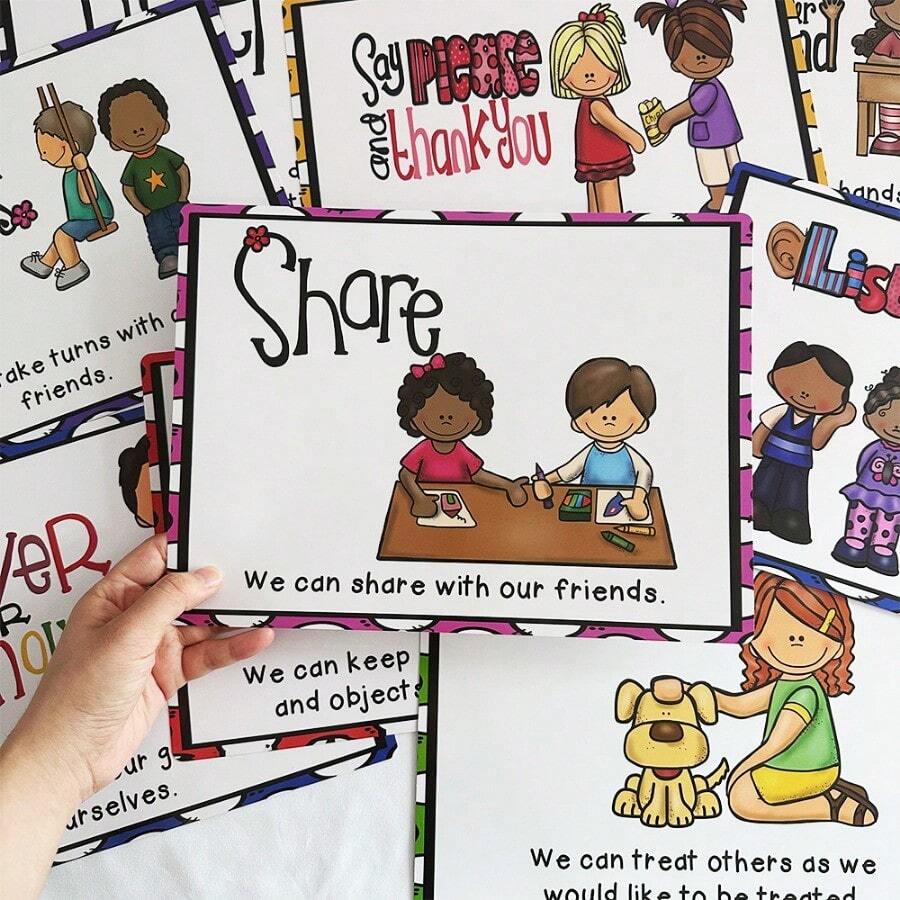 9 Pcs A4 20 Classroom Rules Charts, Classroom Rules Poster Preschool ...