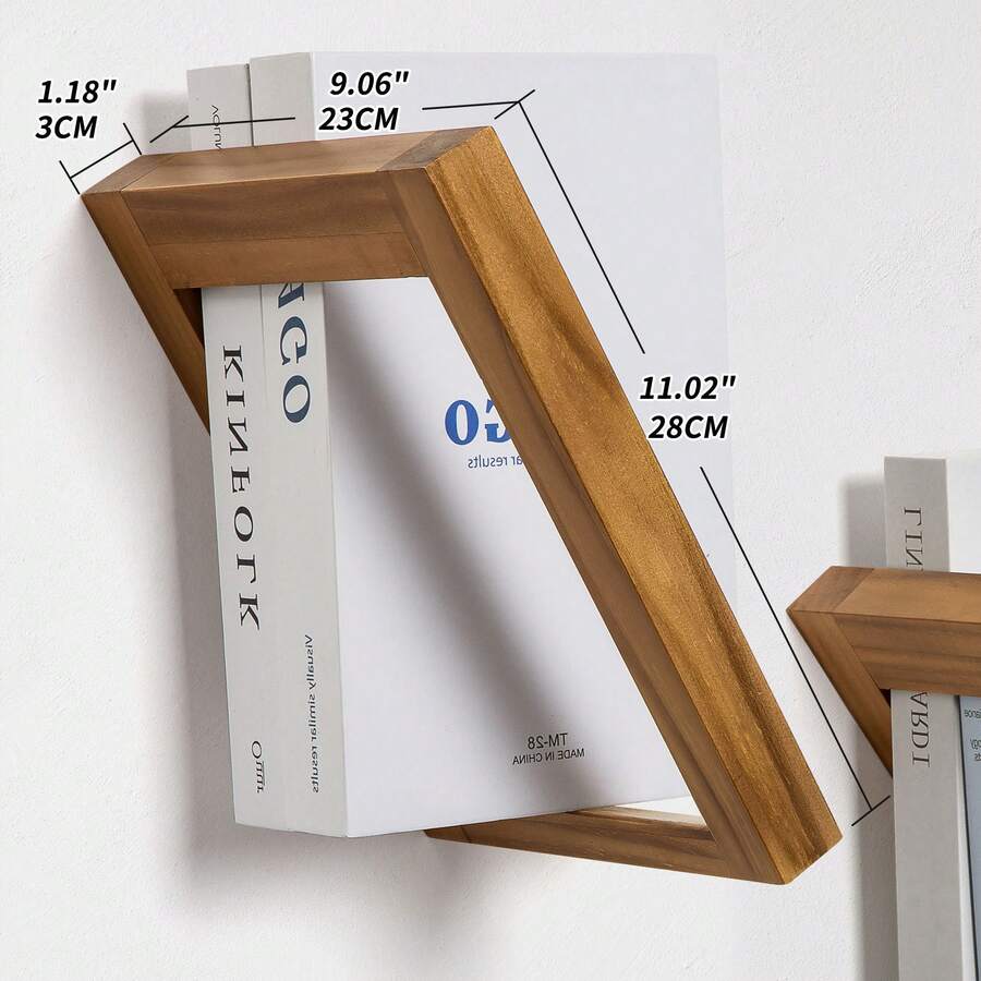 SUMGAR Floating Book Shelves Set Of 2 Modern Pine Wood Brown Mini ...