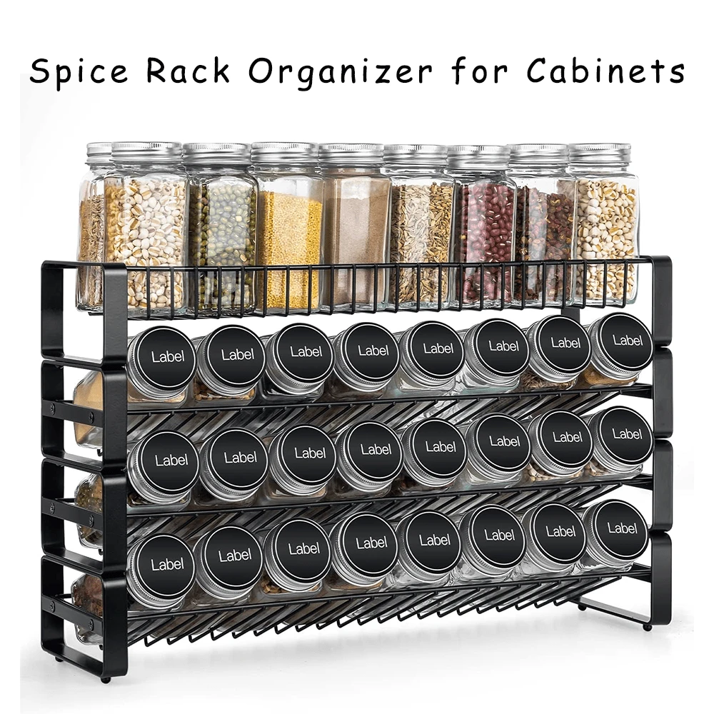 Spice Rack Organizer for Cabinets, 4 Tier Stackable Spice Rack ...