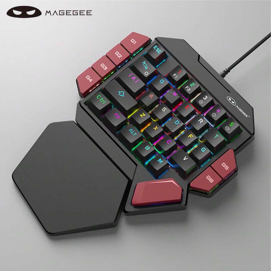 MageGee One Handed RGB Gaming Keyboard, Mini 35 Keys Wired Professional ...