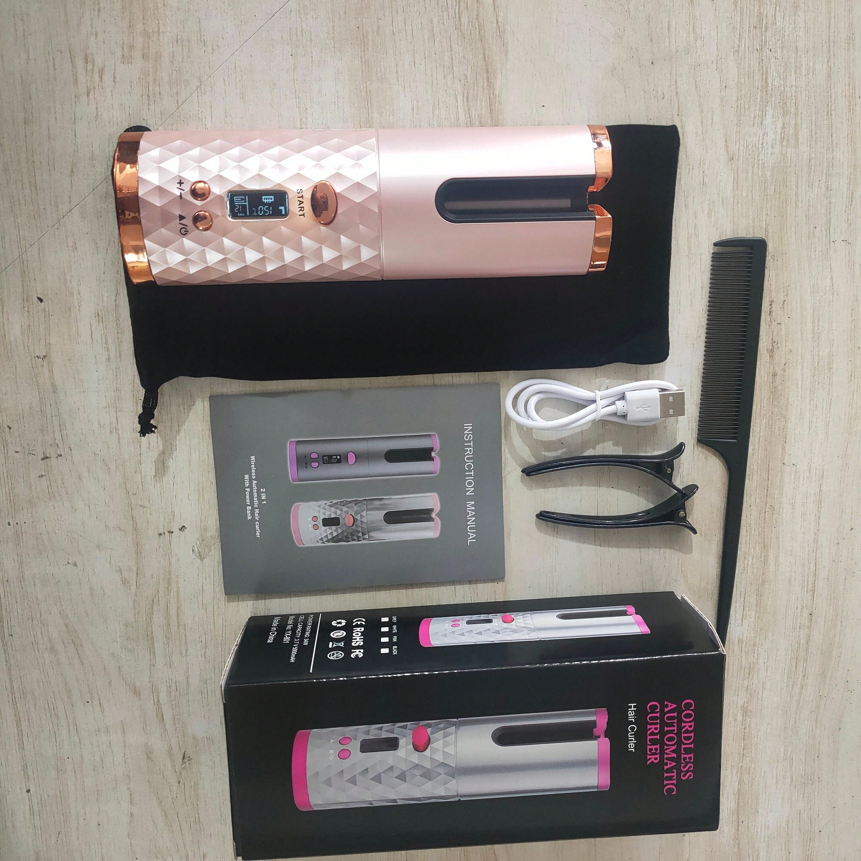 Automatic Wireless Ceramic Rotating Curling Iron With 6 Temperature And ...