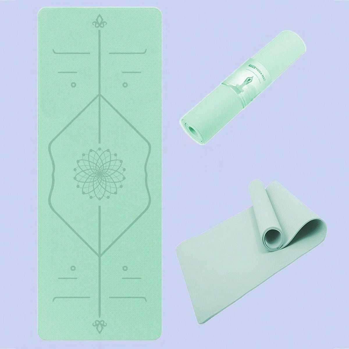 Women'S Tpe Non-Slip Position Line Yoga Mat For Home Use, Dancing ...