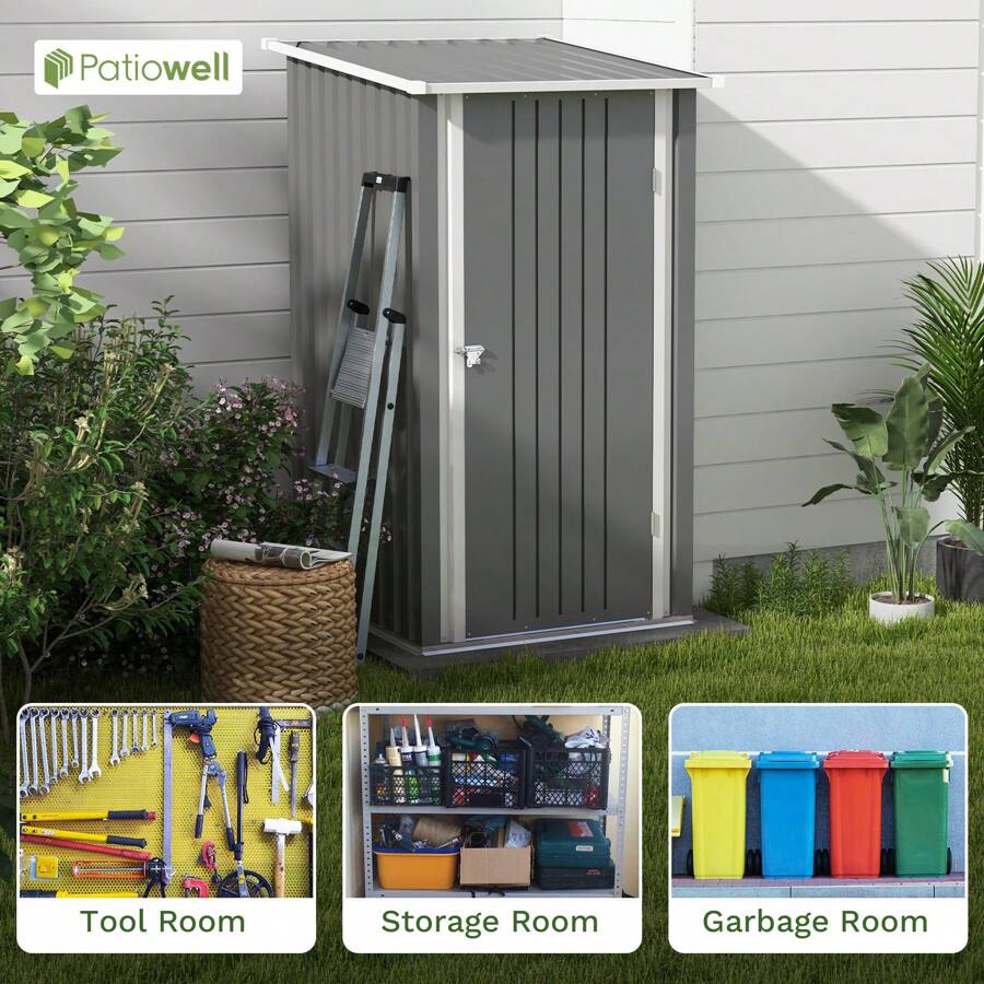 Patiowell 3 X 3 FT Outdoor Storage Shed, Small Garden Tool Storage Shed ...