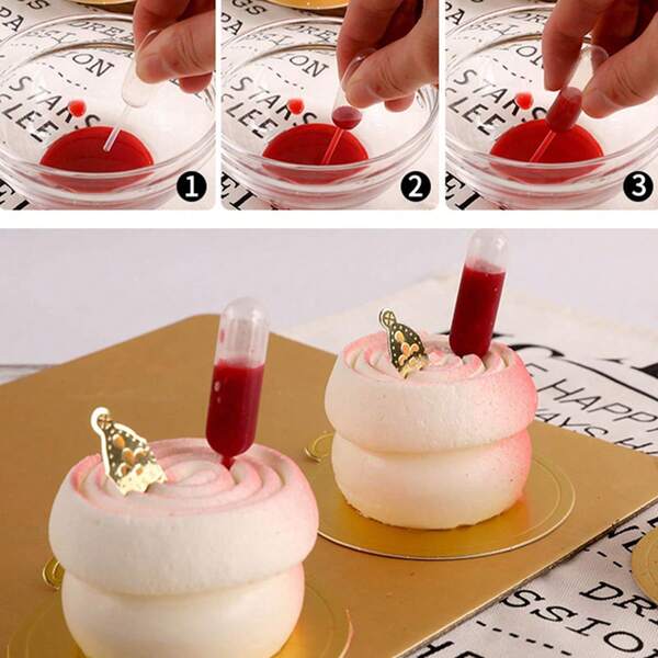 50pcs 4ml Long Plastic Dropper For Cake Baking, Pastry Jam Injection ...