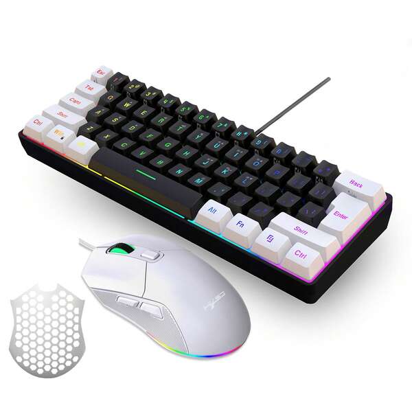 White And Black 60% Compact RGB Keyboard And Cellular Gaming Mouse ...