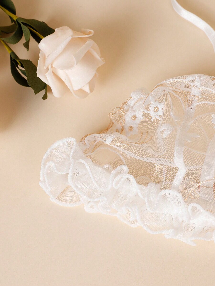 French Flower Embroidery Sweet Sexy Bra Lace Bra Thin Triangle ...