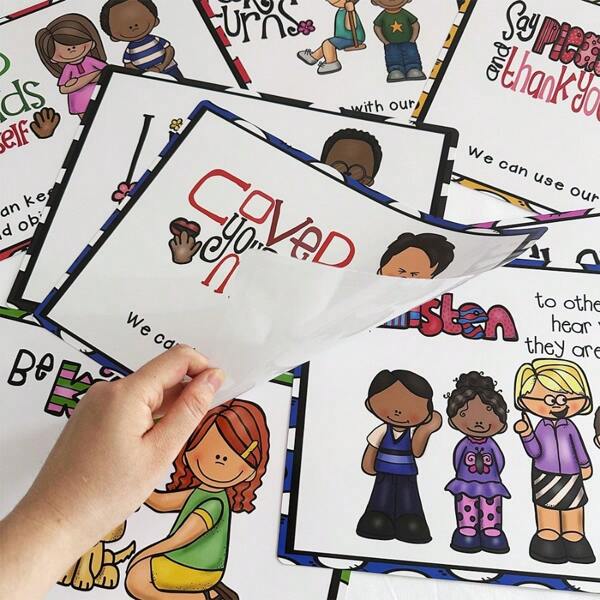 9 Pcs A4 20 Classroom Rules Charts, Classroom Rules Poster Preschool ...