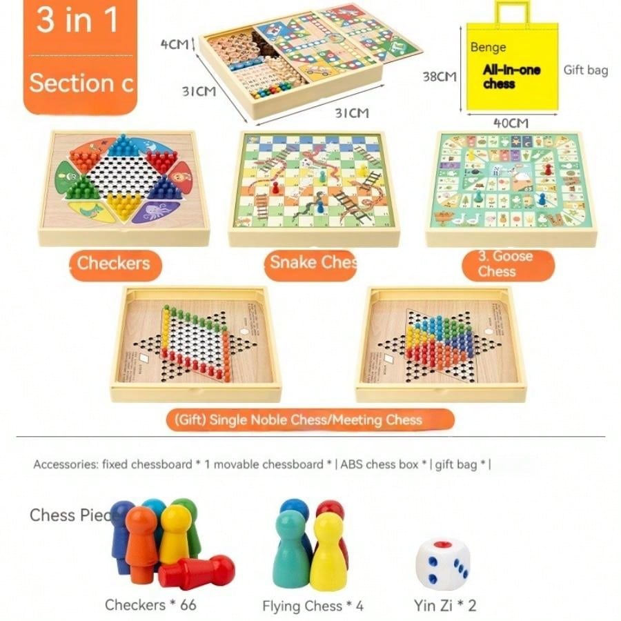 Multi-function Game Set With Abs Frame And Wooden Game Pieces ...