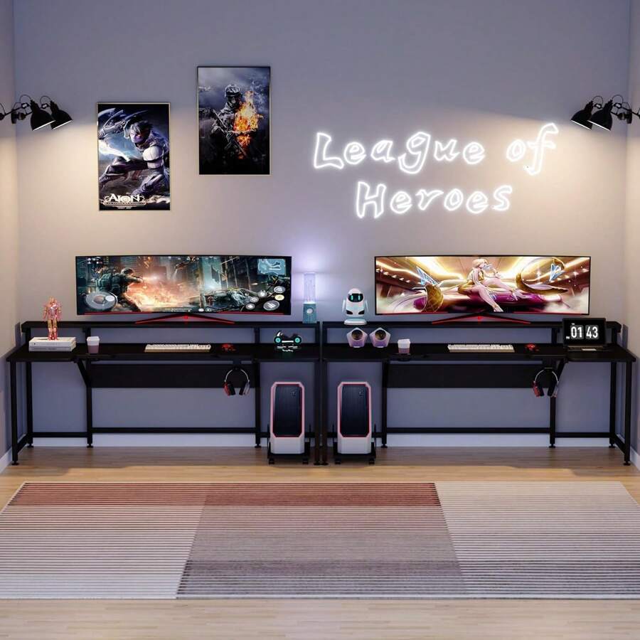 Tribesigns 74.8 Inch Gaming Desk, Extra Long U Shaped Computer Desk ...