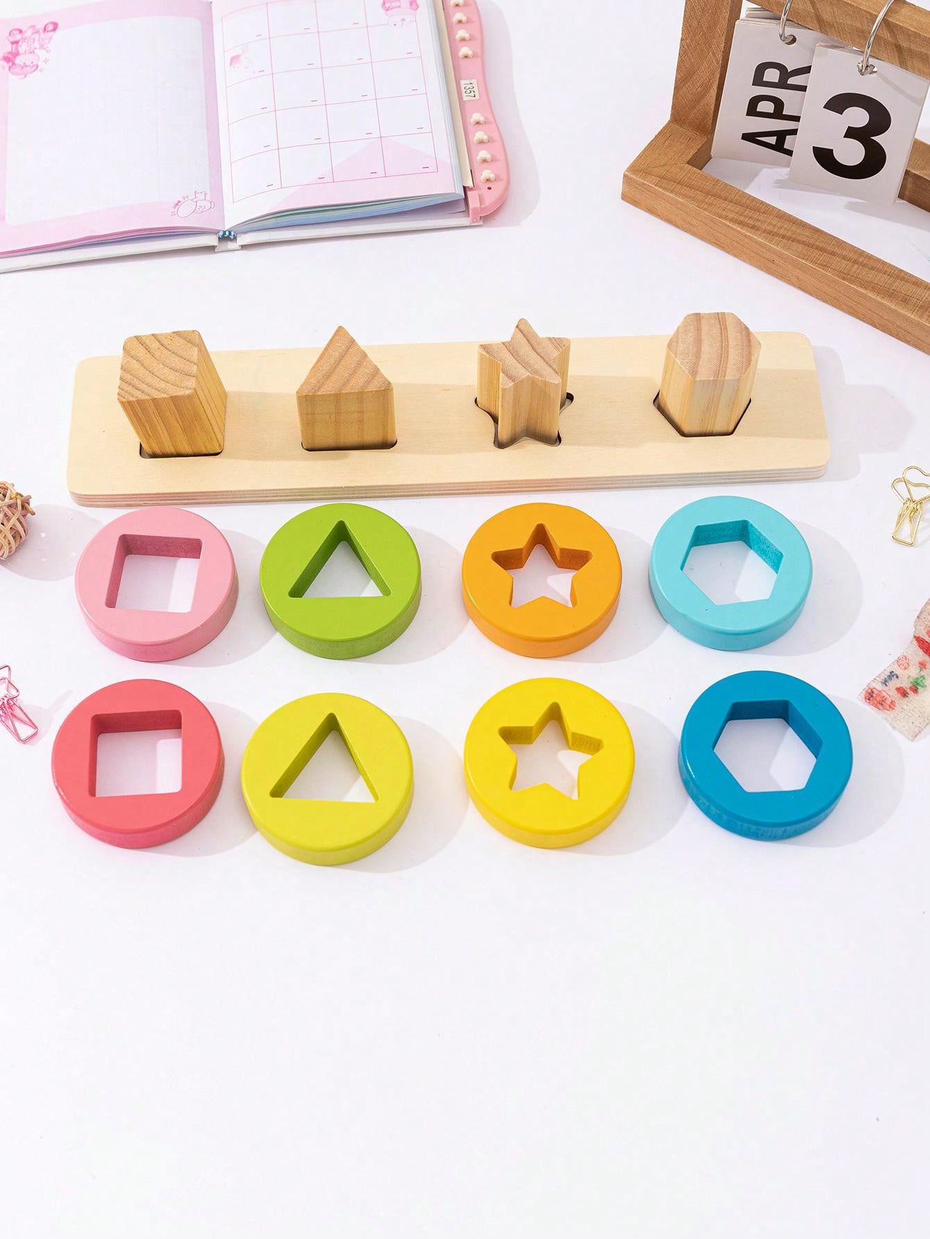 Colorful Shape Matching Set On Pegboard, Exercise Hand-eye Coordination ...