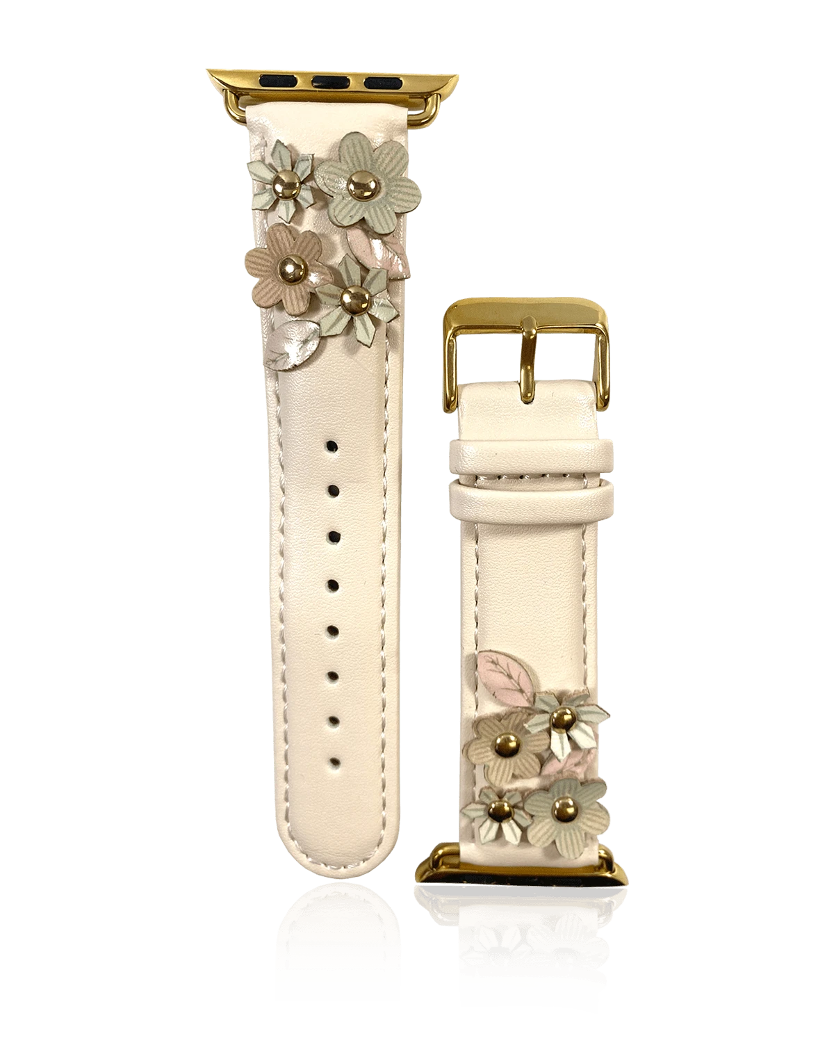 38mm Faux Leather Interchangeable Strap for Smart Watch in Beige with ...