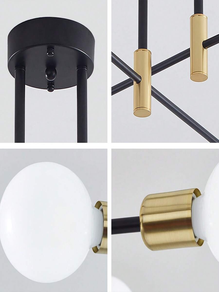 1 Pc 4 Light Sputnik Chandelier Modern E27 Base Black Ceiling Lamp For ...
